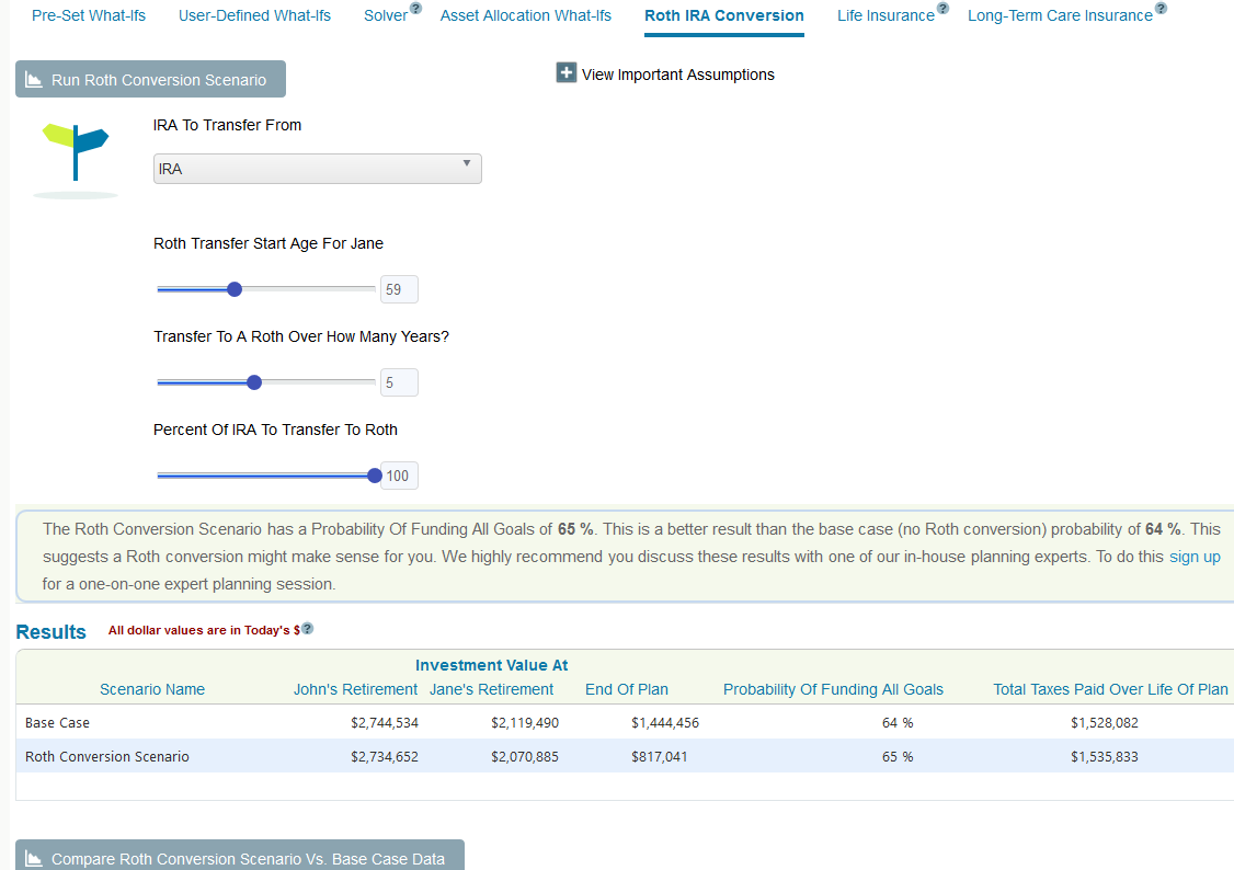 Sample Screenshots, Financial and Retirement Plans | WealthTrace